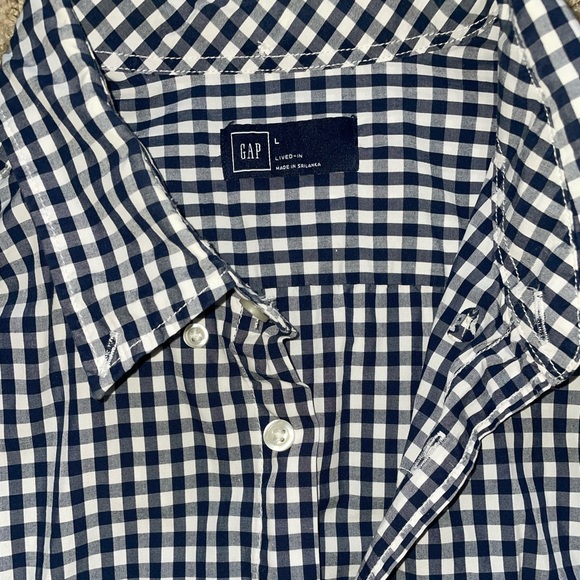 GAP | Shirts | Mens Gap Sz Lg Navy Blue Check Button Up Lived In Shirt ...